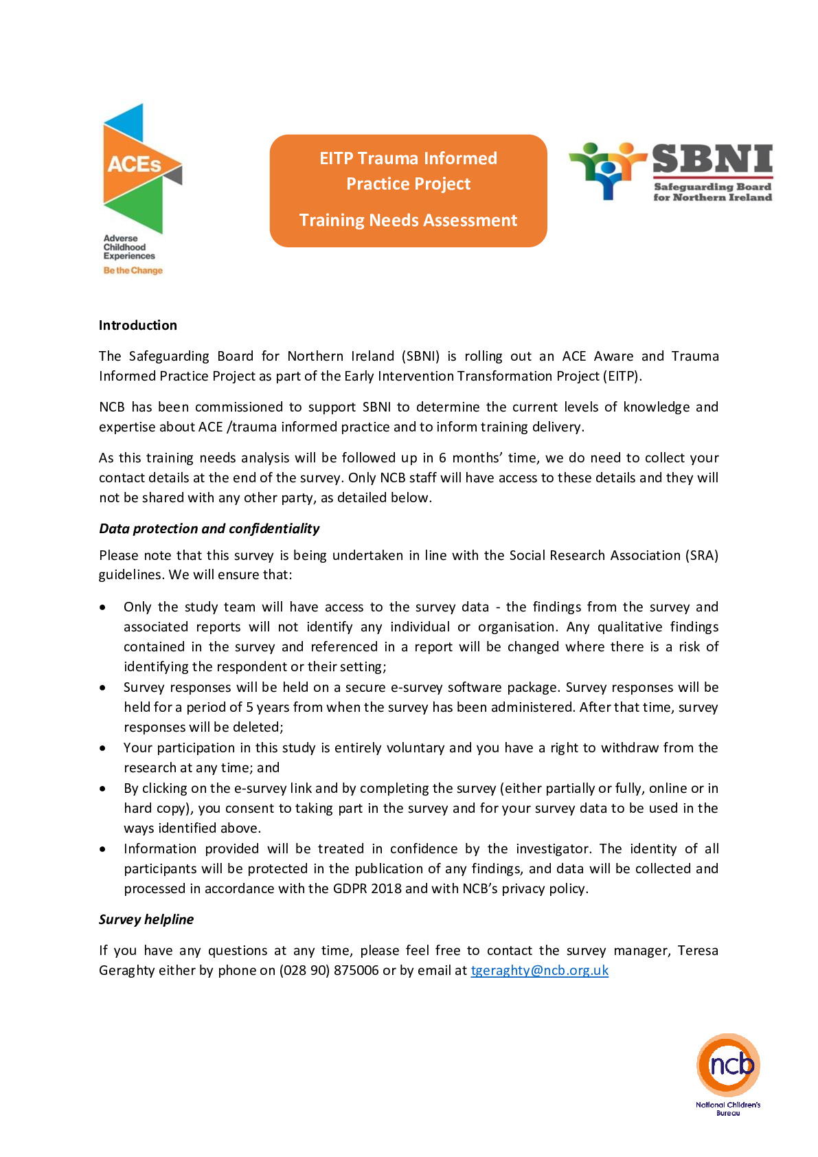 Trauma Informed Practice (TIP) Practitioner Training Needs Analysis Template 2019
